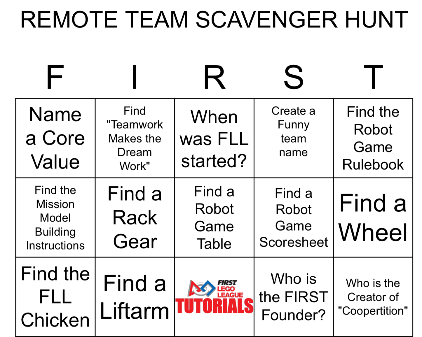FIRST Scavenger Hunt FLL Tutorials